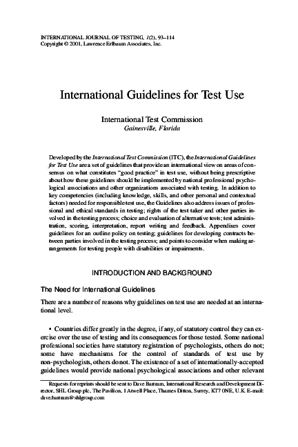 (PDF) International Guidelines for Test Use.