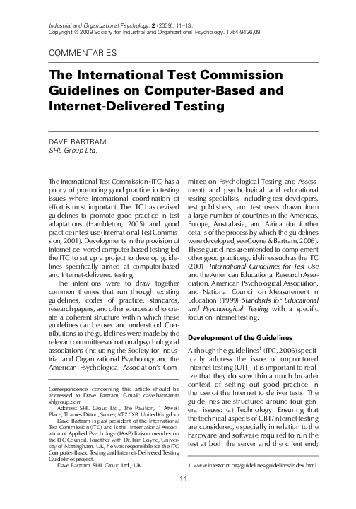 (PDF) The International Test Commission Guidelines on Computer-Based ...