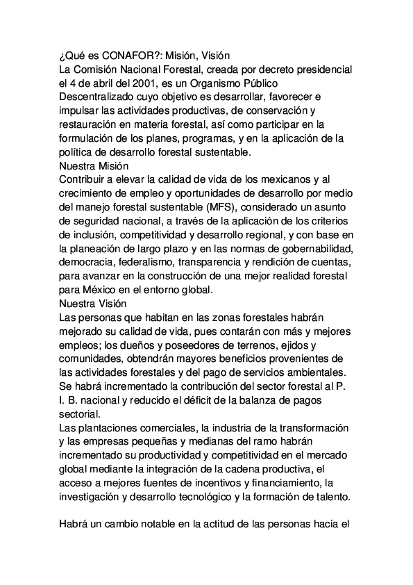 (DOC) ¿Qué es CONAFOR?