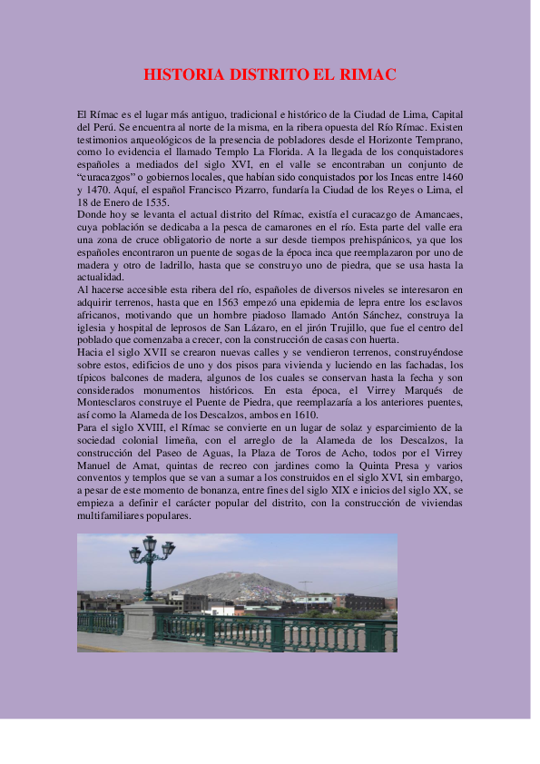 (DOC) HISTORIA DISTRITO EL RIMAC