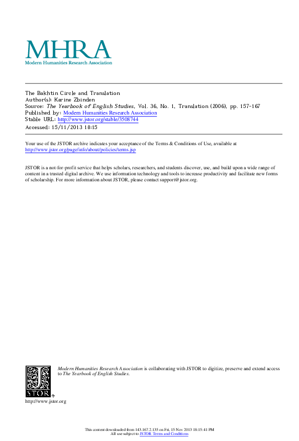 (PDF) The Bakhtin Circle and Translation