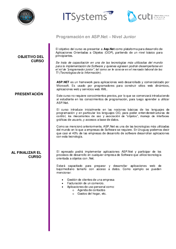 (PDF) Programación en ASP.Net – Nivel Junior