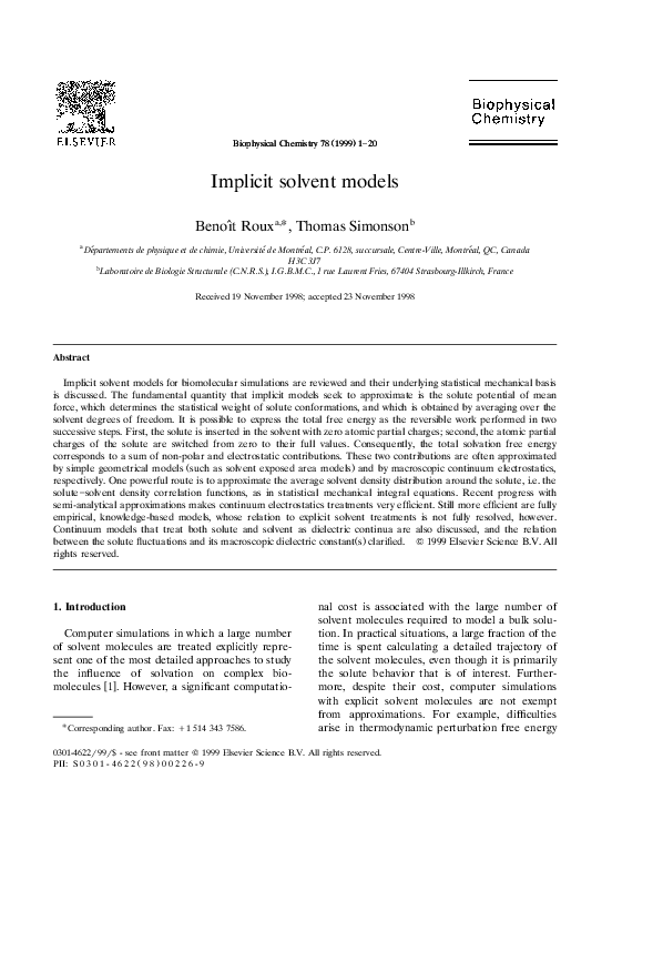 (PDF) Implicit solvent models2