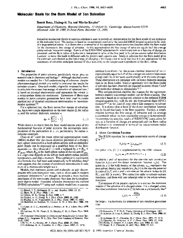 (PDF) Molecular Basis for the Born Model of Ion Solvation