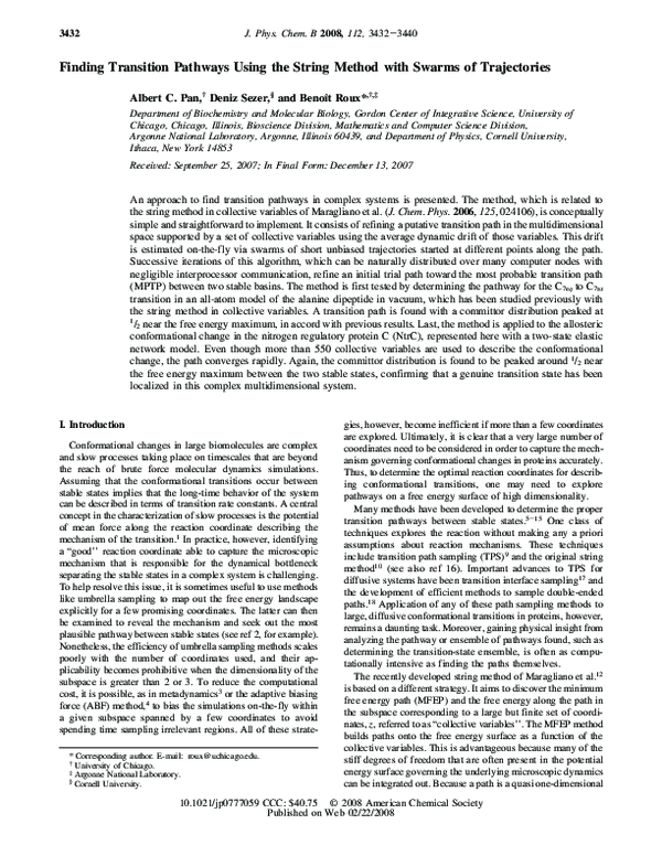 Pdf Finding Transition Pathways Using The String Method With Swarms Of Trajectories