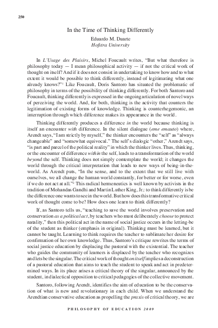 (PDF) In the Time of Thinking Differently