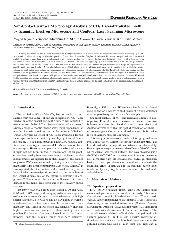 (PDF) Non-Contact Surface Morphology Analysis of CO 2 Laser-Irradiated ...