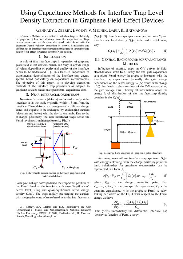 Pdf Using Capacitance Methods For Interface Trap Level Density