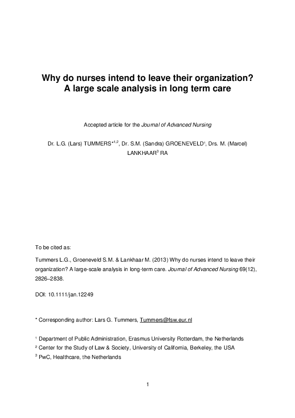 (PDF) Why do nurses intend to leave their organization? A large scale ...