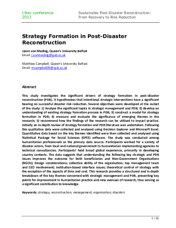 (PDF) Competency-based theory driving innovation in post-disaster ...