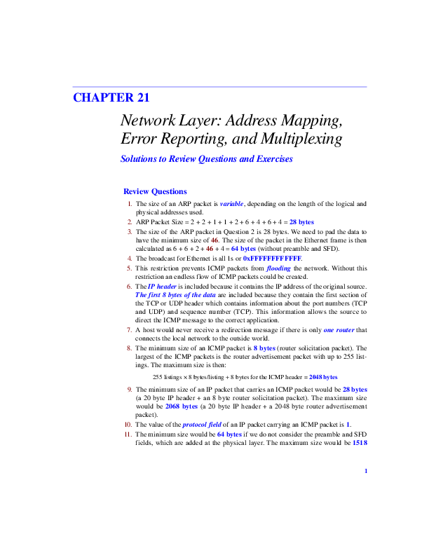 (PDF) Network Layer: Address Mapping, Error Reporting, and Multiplexing Solutions to Review ...