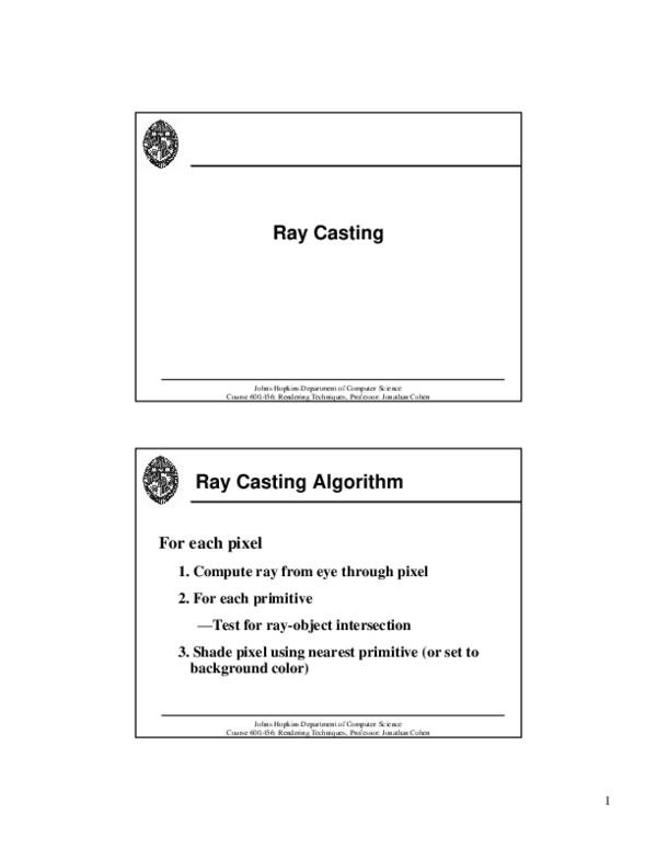 Pdf Ray Casting Ray Casting Algorithm