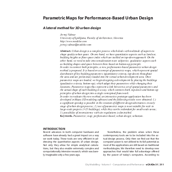 Pdf Parametric Maps For Performance Based Urban Design