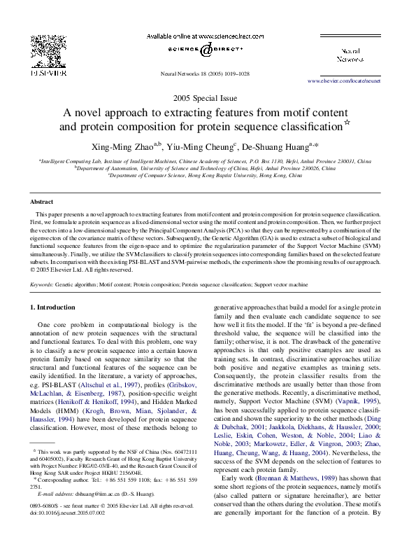 (PDF) 2005 Special Issue A novel approach to extracting features from motif content and protein ...