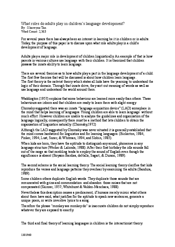 (DOC) What roles do adults play in children's language development?