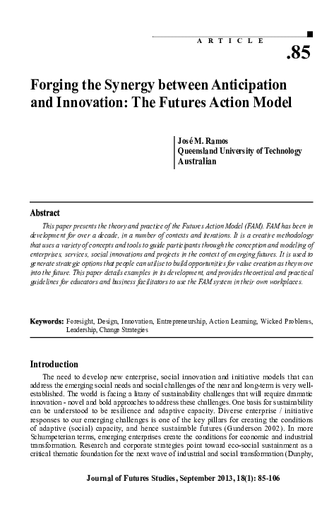 (PDF) Forging the Synergy between Anticipation and Innovation: The ...