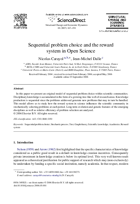 (PDF) Sequential problem choice and the reward system in Open Science