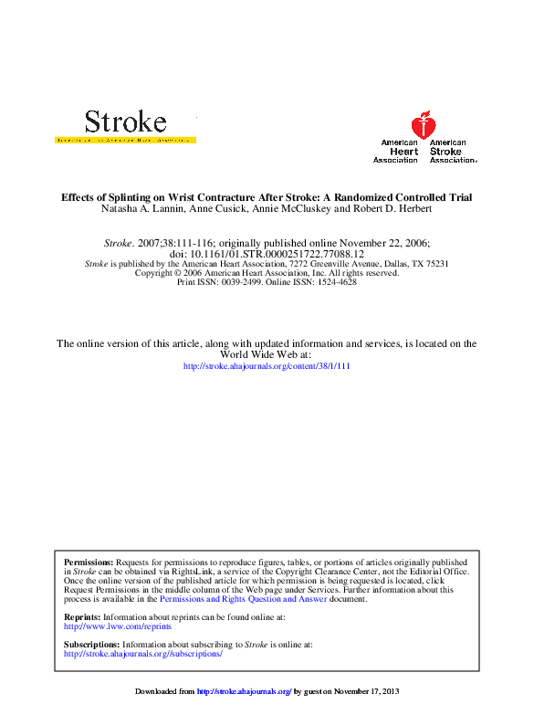 (PDF) Effects of Splinting on Wrist Contracture After Stroke A ...