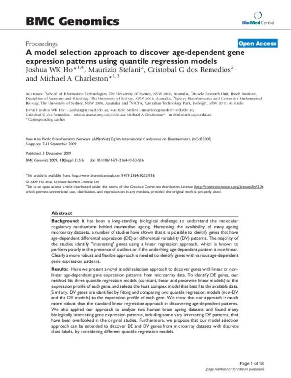 (PDF) A model selection approach to discover age-dependent gene expression patterns using ...