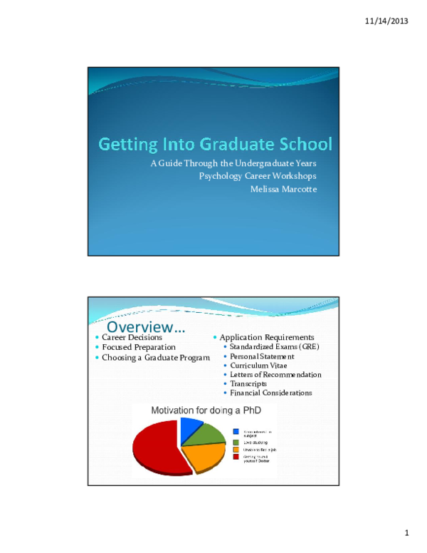 (PDF) "Getting Into Graduate School" Presentation