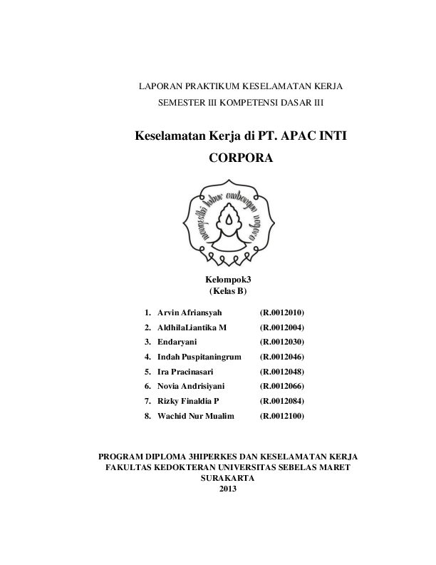 Keselamatan Kerja di PT. APAC INTI CORPORA