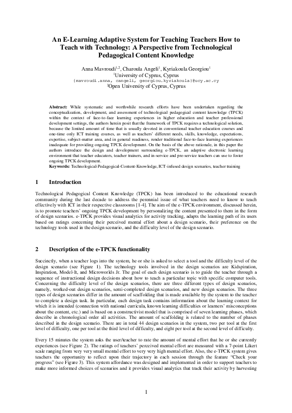 (PDF) An E-Learning Adaptive System for Teaching Teachers How to Teach ...