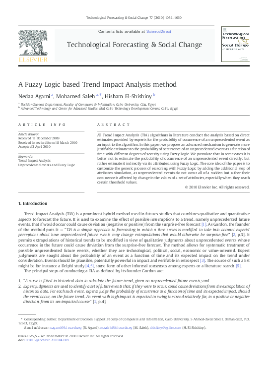 (PDF) A Fuzzy Logic based Trend Impact Analysis method