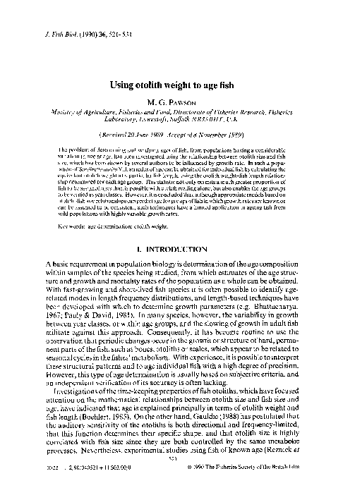 (PDF) Using otolith weight to age fish