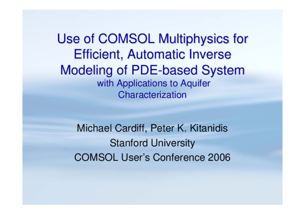 (PDF) Use of COMSOL Multiphysics for Use of COMSOL Multiphysics for Efficient, Automatic Inverse ...