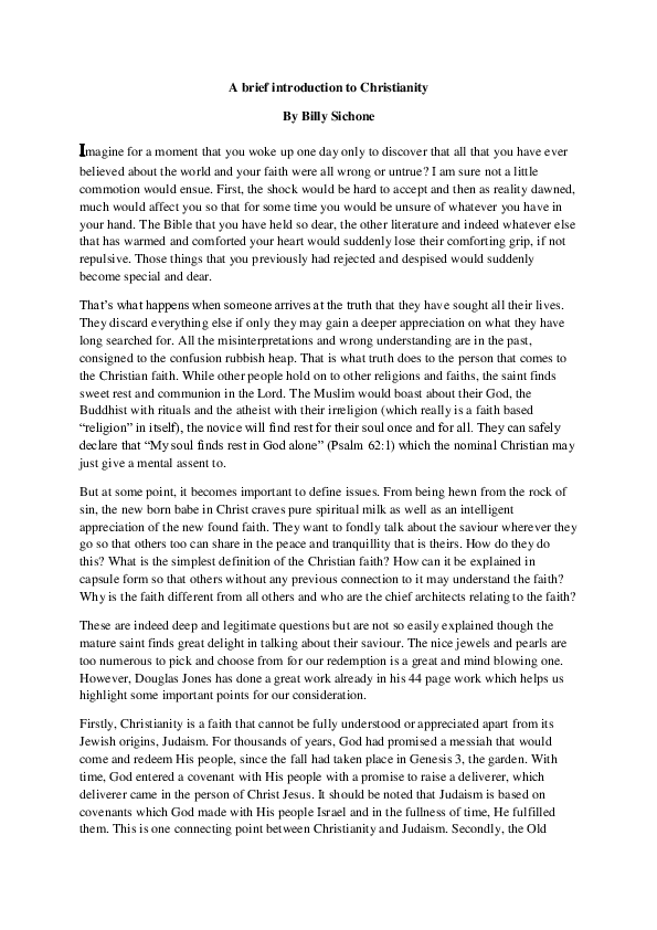 (DOC) A Brief introduction to Christianity