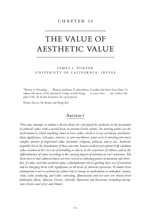 (PDF) Value of Aesthetic Value