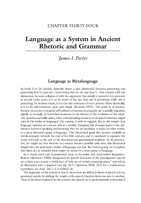 (PDF) Language as a System in Ancient Rhetoric and Grammar