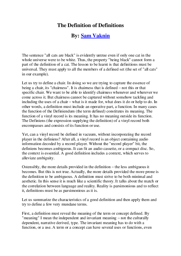(DOC) The Definition of Definitions
