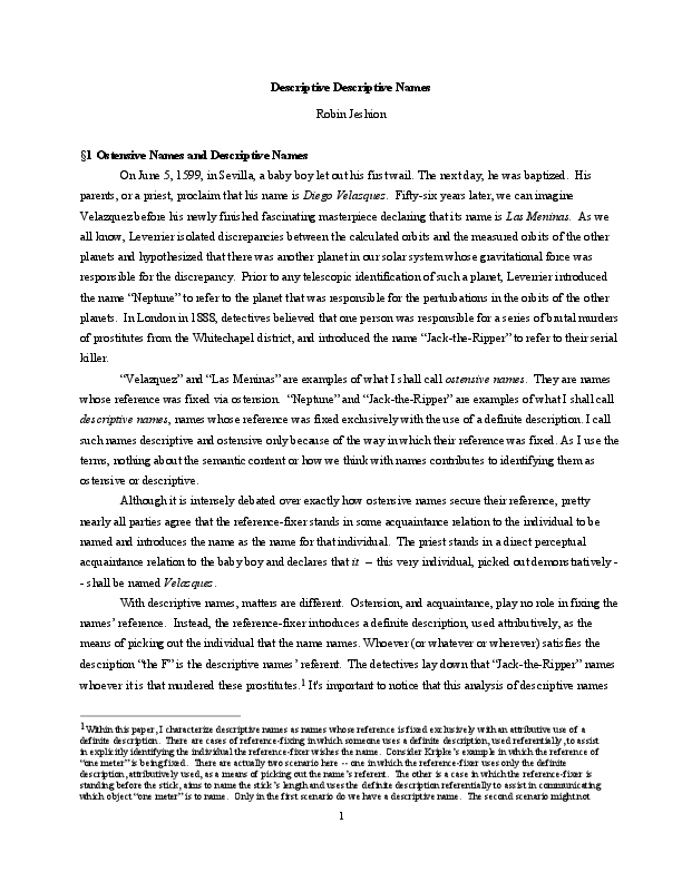 (PDF) Descriptive Descriptive Names