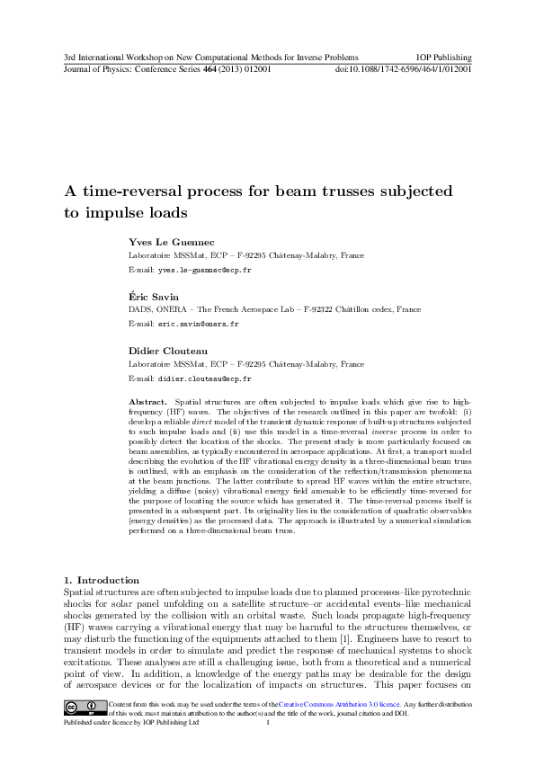 (PDF) A time-reversal process for beam trusses subjected to impulse loads