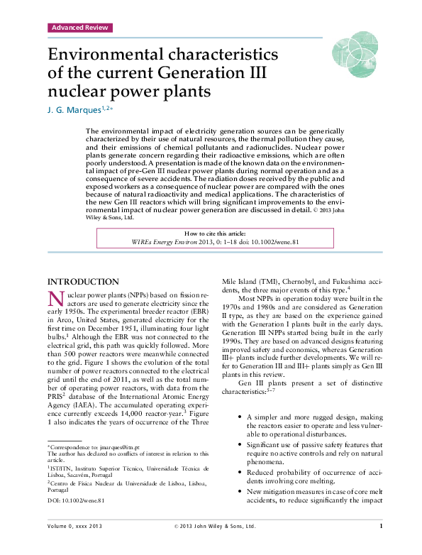 (PDF) Environmental characteristics of the current Generation III ...