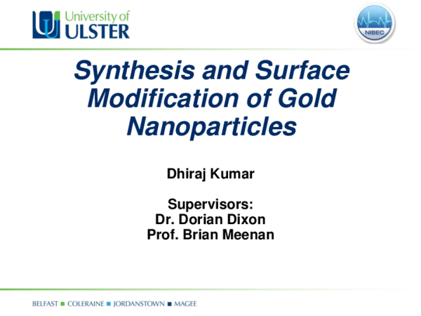 (PPT) Synthesis and Surface modification of Gold Nanoparticles