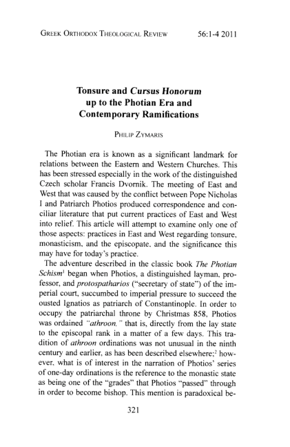 (PDF) Tonsure and Cursus Honorum up to the Photian Era