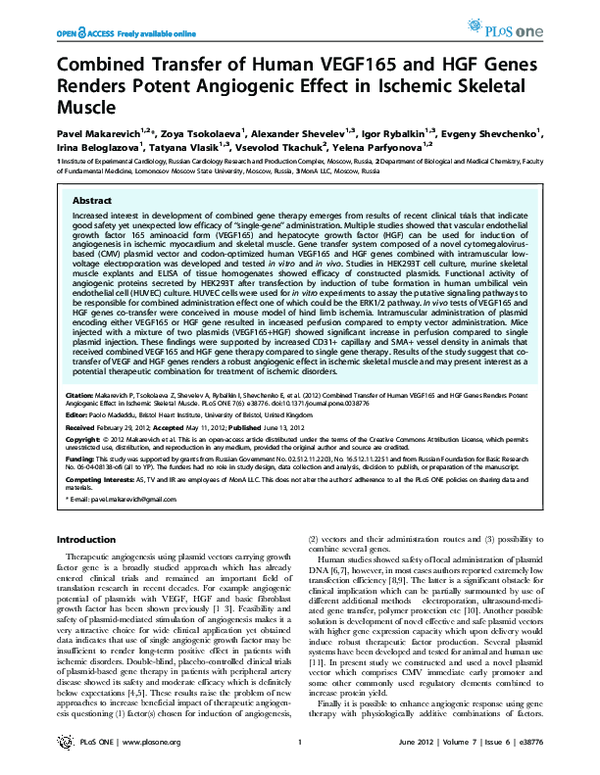 (PDF) Cotransfer of VEGF165 and HGF Genes Enhances Angiogenesis