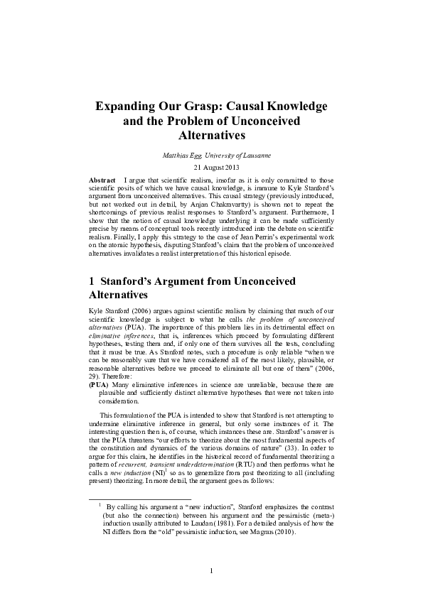 (PDF) Expanding Our Grasp: Causal Knowledge and the Problem of ...