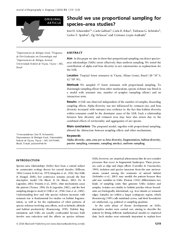 Should we use proportional sampling for species-area studies