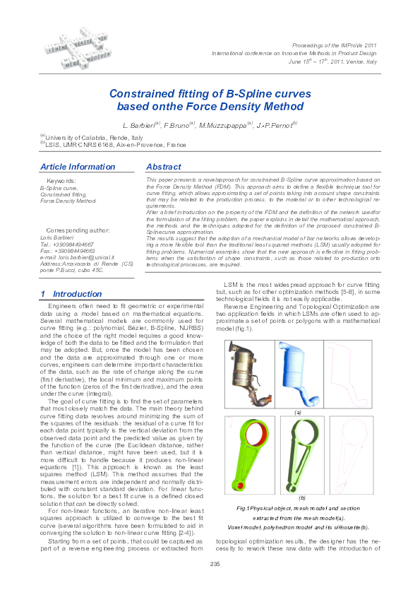 (PDF) Constrained fitting of B-Spline curves based on the Force Density Method