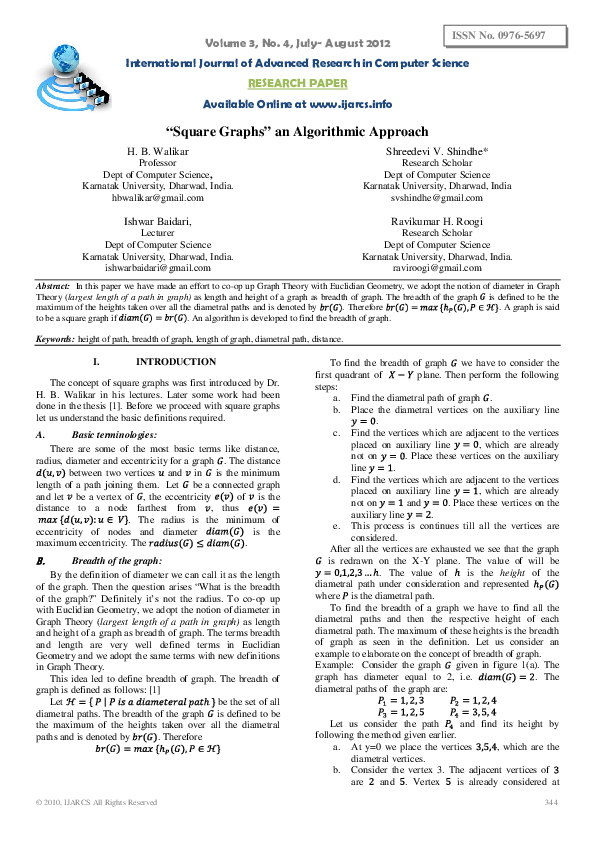 (PDF) "Square Graphs" an Algorithmic Approach