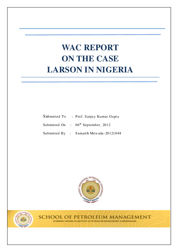 (PDF) WAC REPORT ON THE CASE LARSON IN NIGERIA