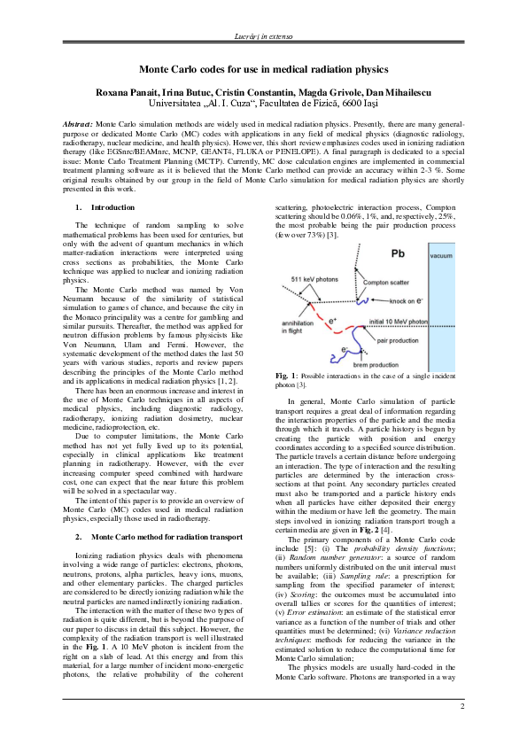 (PDF) Monte Carlo codes for medical radiation physics