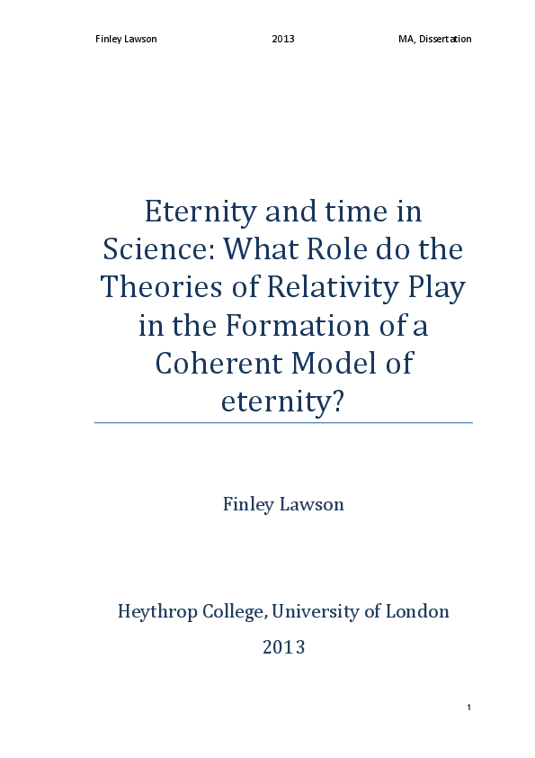 (PDF) Eternity and Time in Science: What Role do the Theories of ...
