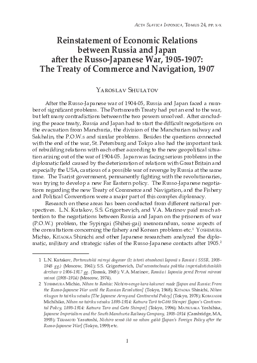 (PDF) Re-establishing Economic Relations between Russia and Japan after ...