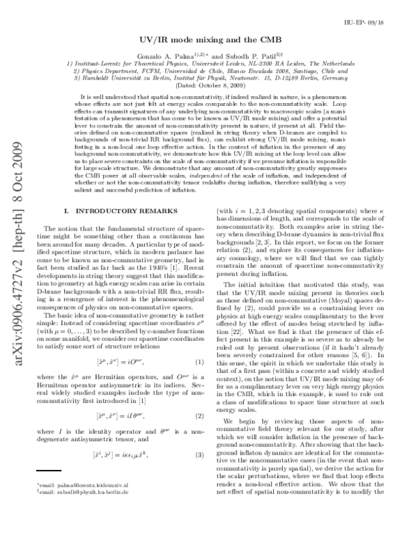 (PDF) UV/IR mode mixing and the CMB