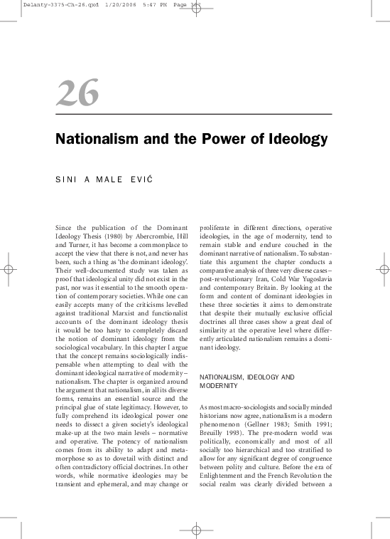 (PDF) Nationalism and the Power of Ideology