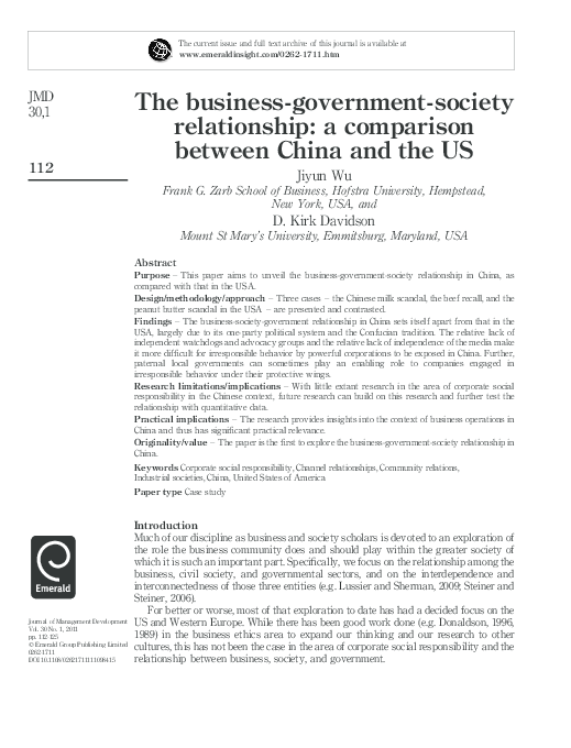 (PDF) The business-government-society relationship: a comparison ...